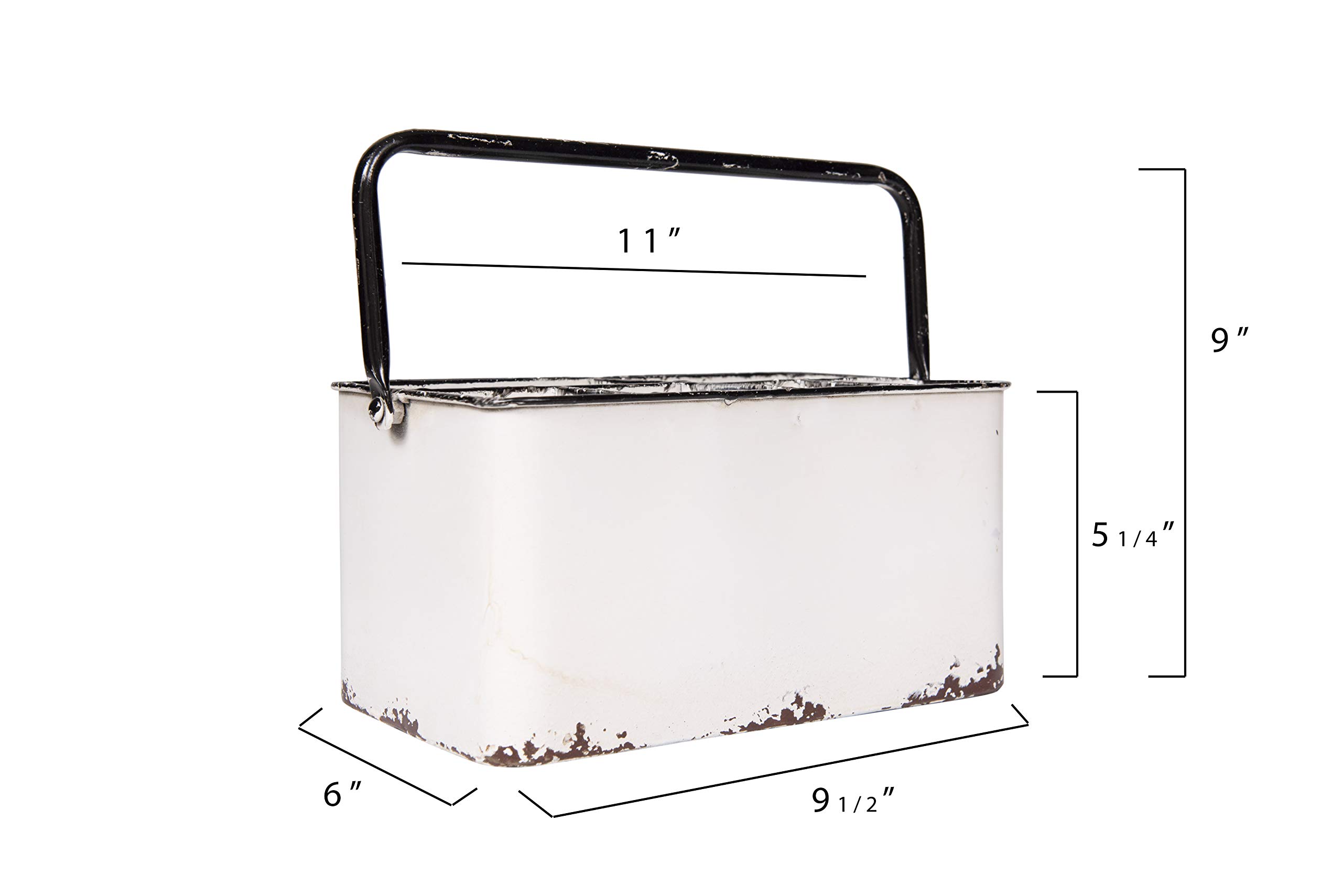 Creative Co-Op Farmhouse Metal Storage Caddy with 6 Compartments and Handle, Distressed White and Black