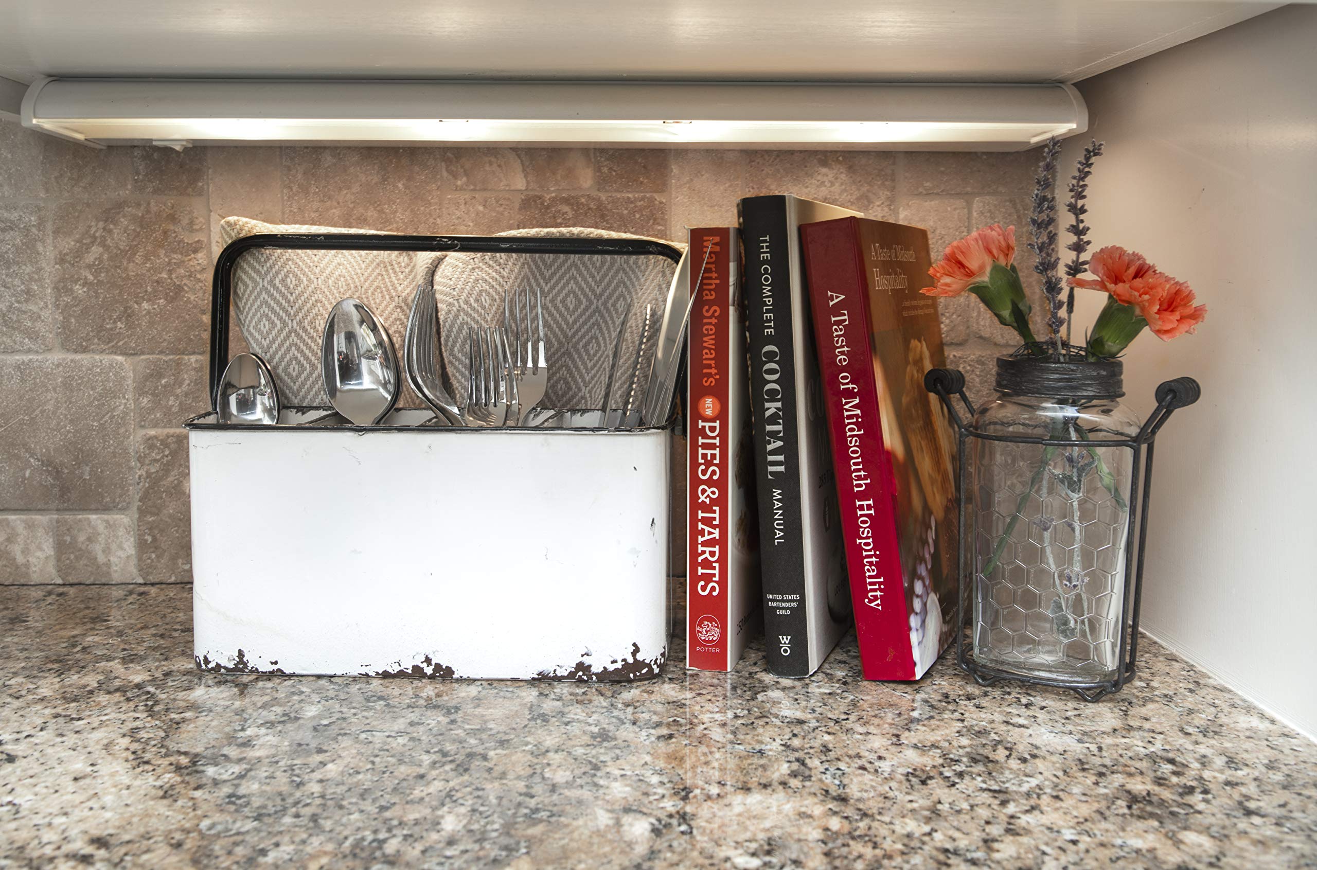 Creative Co-Op Farmhouse Metal Storage Caddy with 6 Compartments and Handle, Distressed White and Black