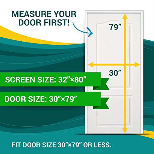DOOREASY Magnetic Screen Wide Range Sizes Screen Door, Full Frame Loop Sewn Polyester Mesh, Add-on Magnets and Weight Bars(Fits Doors up to 30"x79")