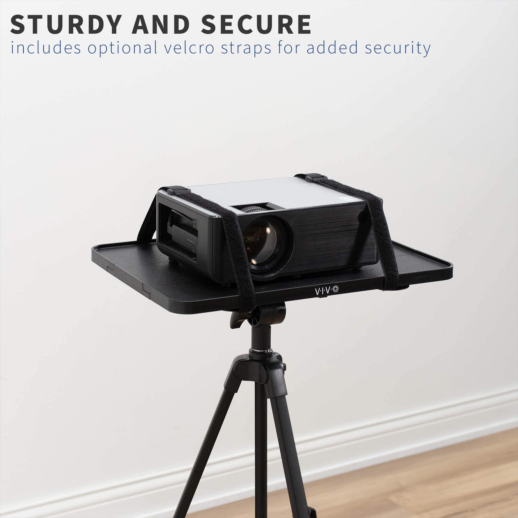 VIVO Universal Aluminum Tripod Folding Projector Stand, Height Adjustable Tilting Laptop Stand with Tray, Nylon Bag Included, for Home and Office, Black, STAND-VP01T