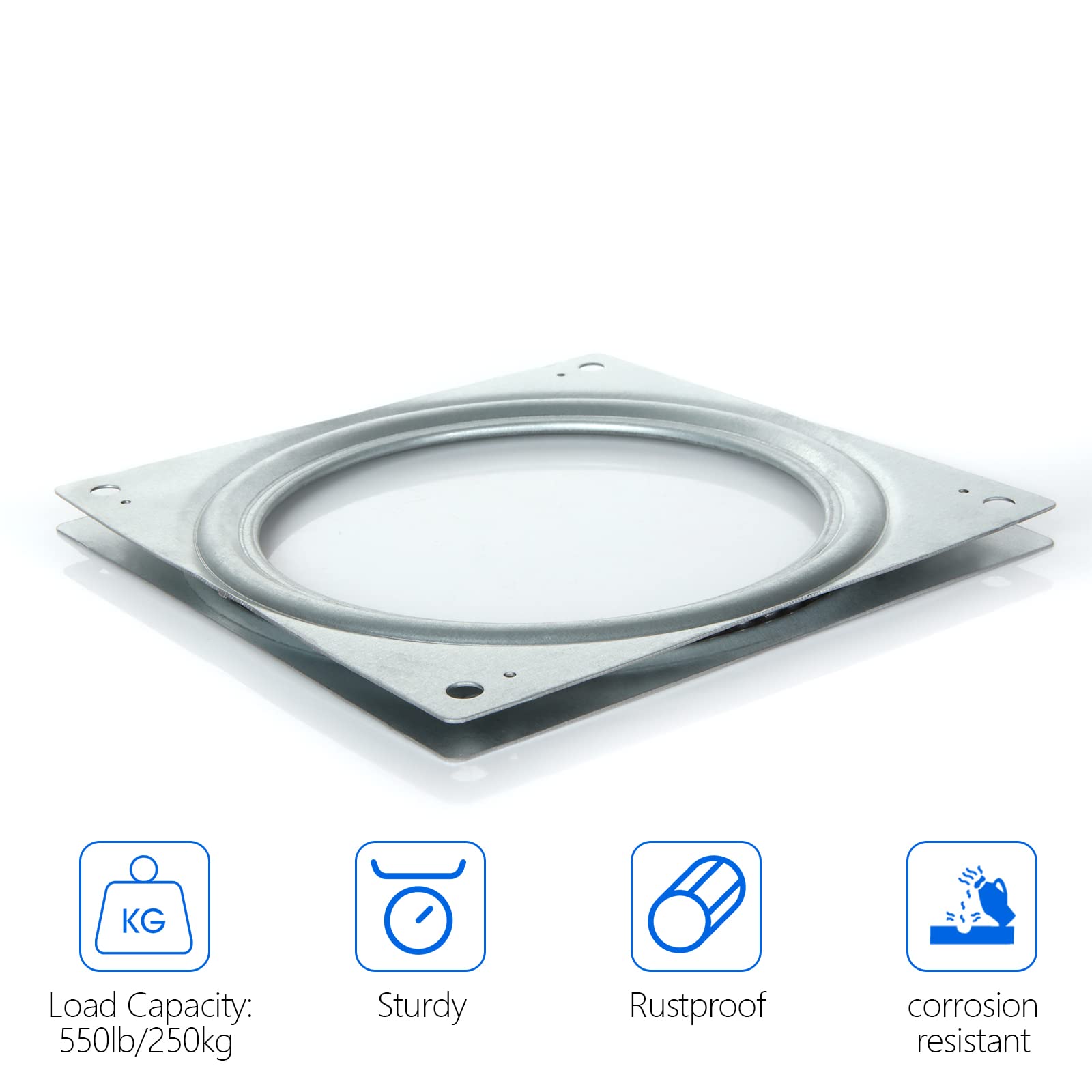 LIVTE 8 Pack 6 Inch Lazy Susan Bearing Bar Stool Swivel Plate, 5/16'' Thick Lazy Susan Hardware 220 LB Capacity Ball Bearing Swivel Plate for Kitchen Cabinet, Craft Project, Serving Trays, Silver