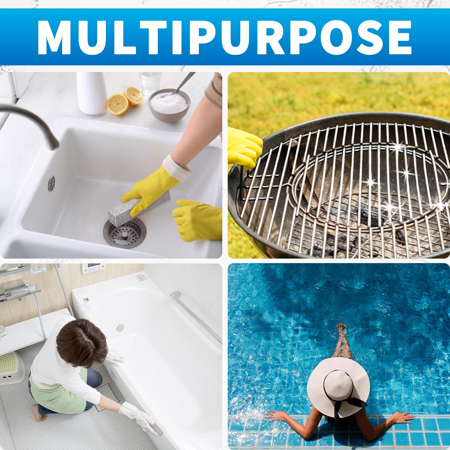 4TH Pumice Stone for Toilet Bowl Cleaning,Scouring Stick Powerfully Clean Away Limescale Stain,Hard Water Ring, Calcium Buildup,Iron&Rust. Remover for Tile/Bath-tub/Kitchen Sink/Grill - 6 Pack