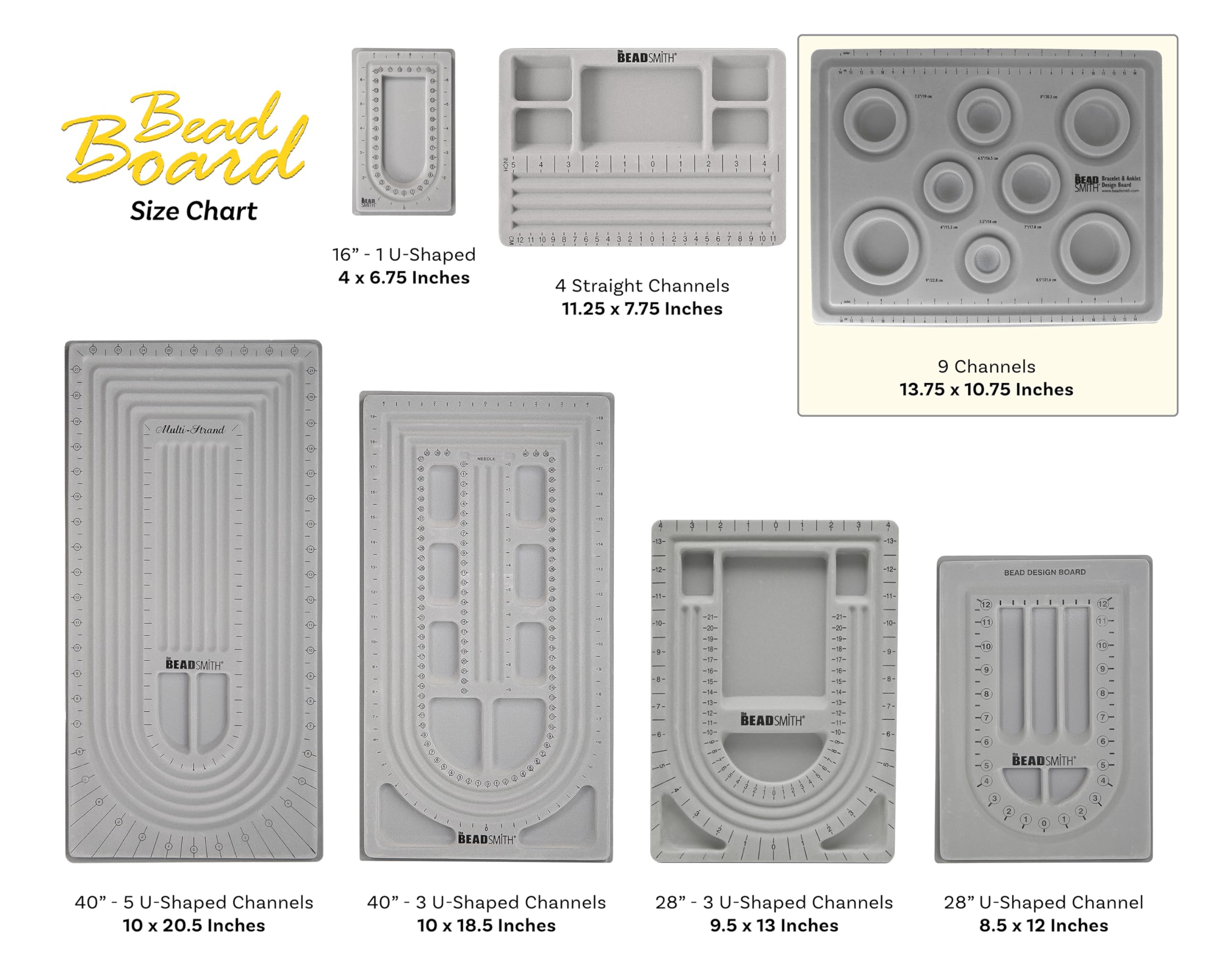 The Beadsmith Elements Bracelet & Anklet Design Bead Board – 10.75 x 13.75 Inches – Removable Transparent Cover – Flocked Surface, Multiple Channels & Printed Ruler – for Jewelry Making