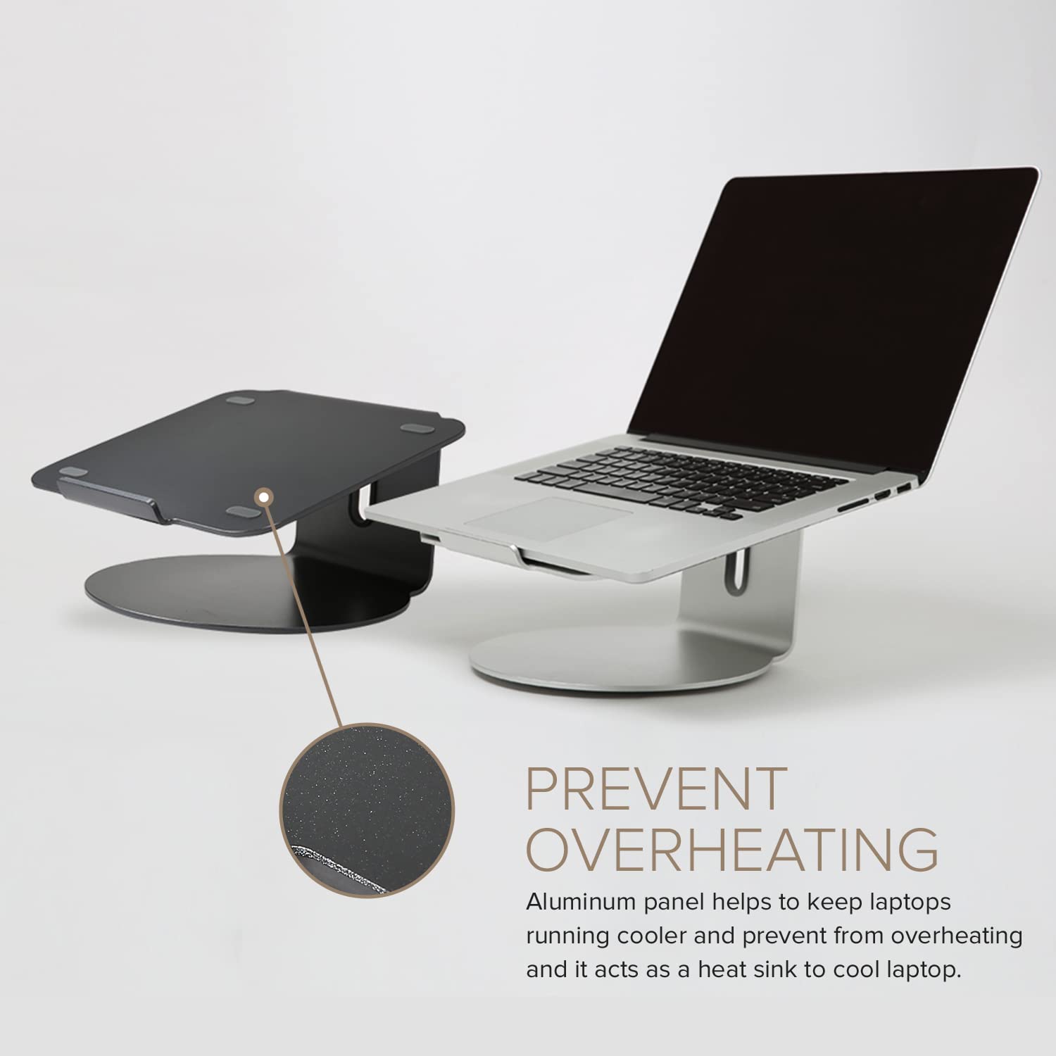 POUT Eyes 4 Metal Laptop Stand with 360 Rotating Base & Built-in Cable Ring — Ergonomic Aluminum Computer Riser for Laptop 10 to 17 Inches — for Apple Mac MacBook Air Pro HP LG Dell Sony