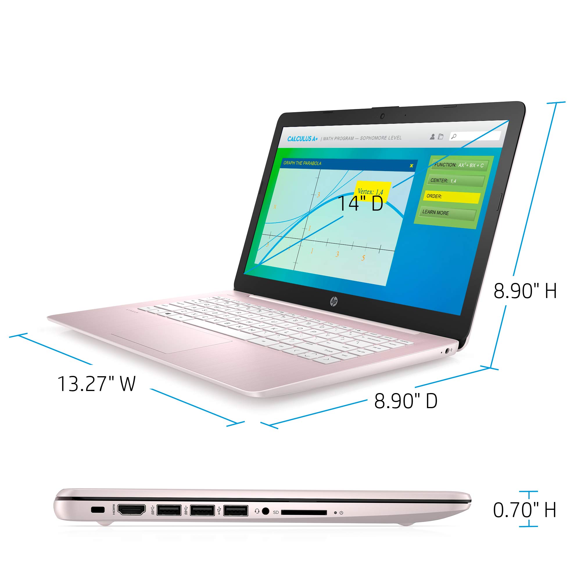 2021 HP Stream 14 inch Laptop, Intel Celeron N4020 Processor, 4GB RAM, 64GB eMMC, WiFi, Bluetooth, Webcam, HDMI, Windows 10 S with Office 365 for 1 Year + Fairywren Card (Rose Pink)
