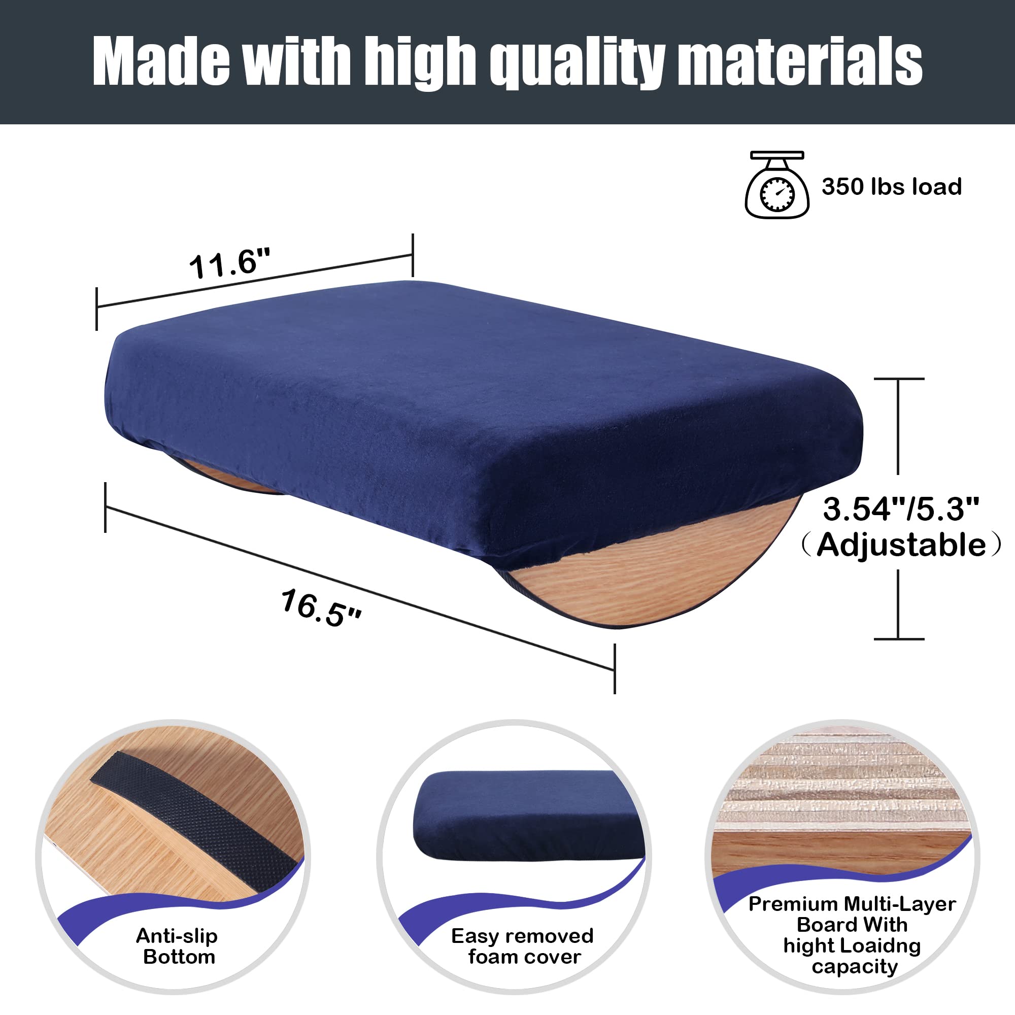 Pandaq Foot Rest Under Desk, Desk Footrest, Rocking Foot Nursing Stool,Wood Foot Stool with Soft Foam, Ergonomic Pressure Relief Stool for Home and Office