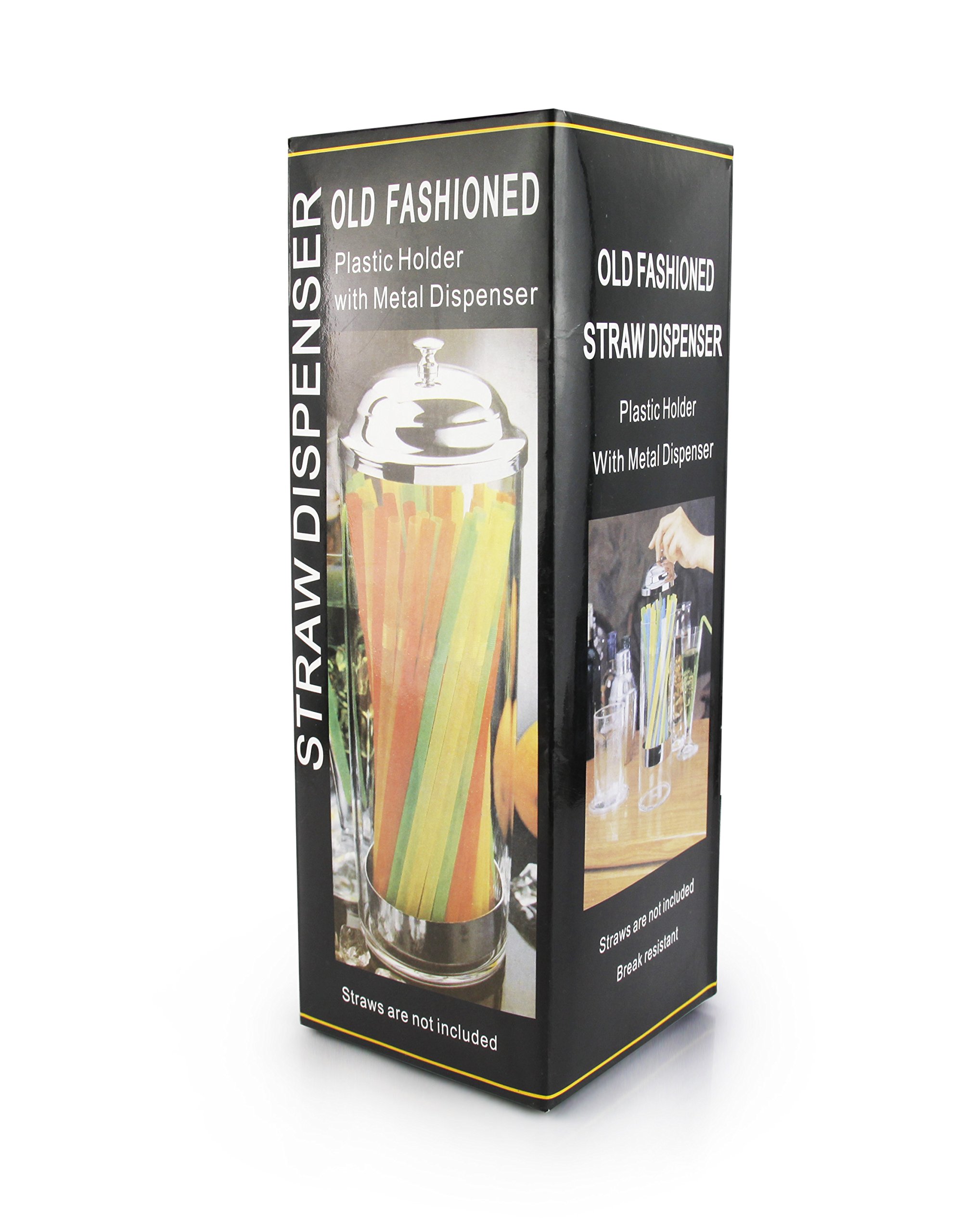 New Star Foodservice 26641 Stainless Steel Straw Dispenser, 3.5-Inch by 10.6-Inch, Clear