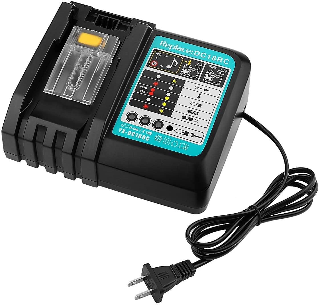 DC18RC Lithium-Ion Battery Charger with LED Screen for Makita 14.4V-18V Lithium-ion Battery BL1830 BL1840 BL1850 BL1815
