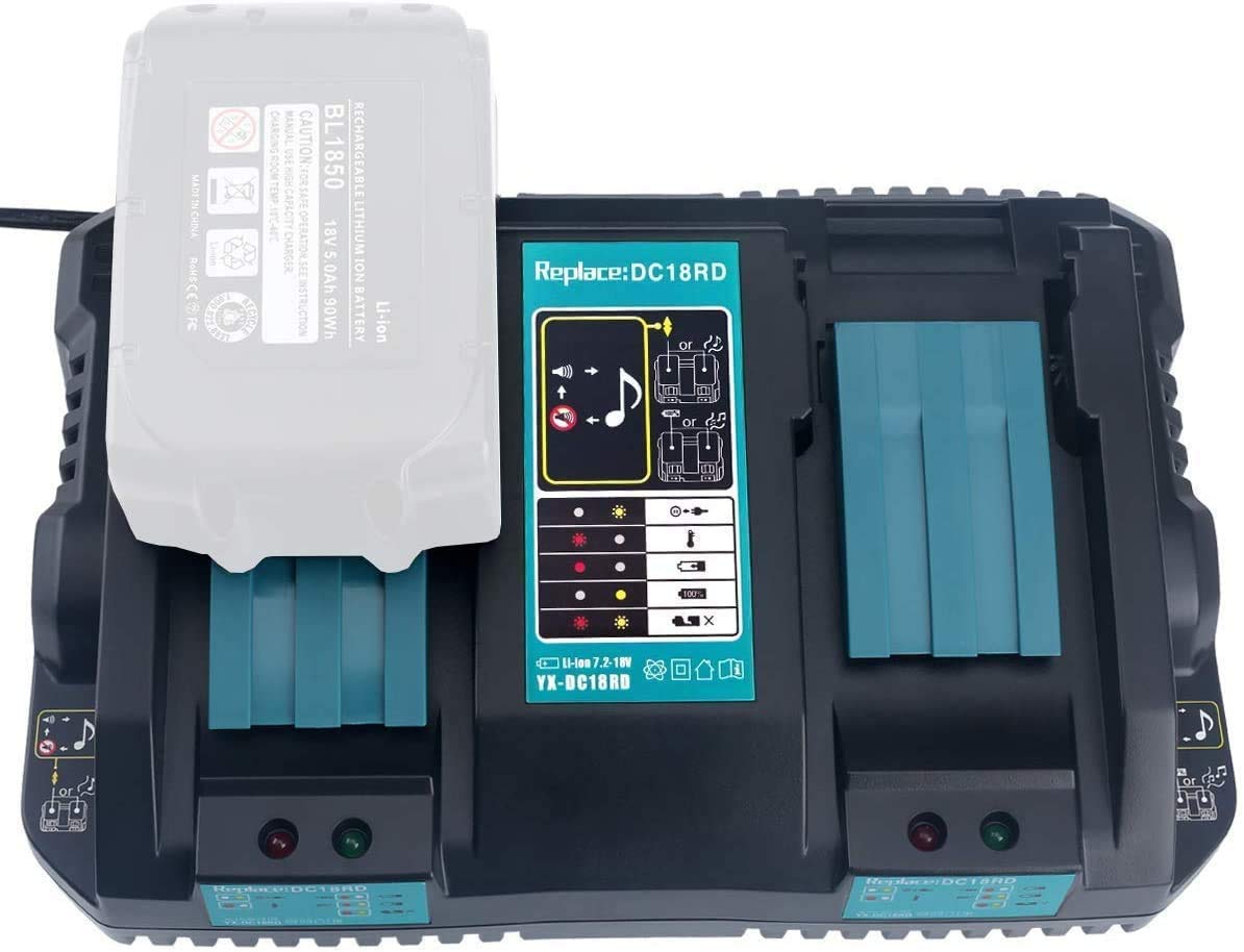 Replacement Lithium Ion Battery Charger for Makita DC18RD BL1830 BL1840 BL1860 BL1815 BL1430 BL1450 BL1440 BL1850 Makita 14.4V 18V LXT Battery Charger