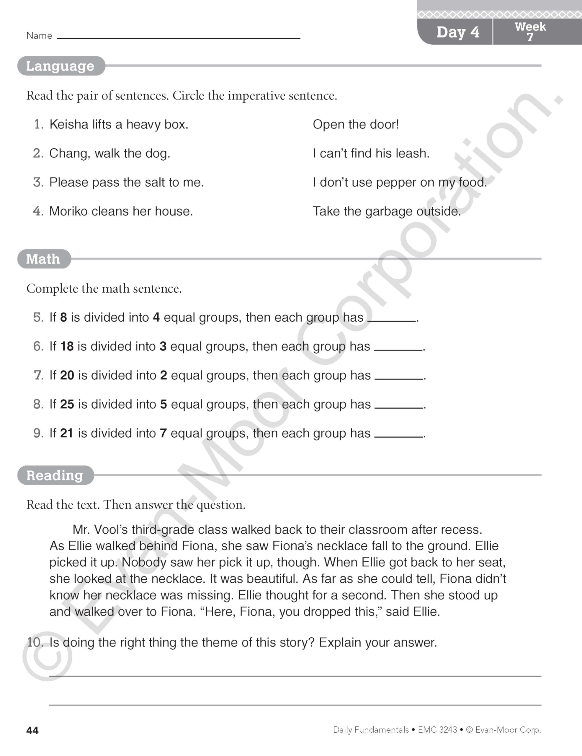 Evan-Moor Daily Fundamentals, Grade 3