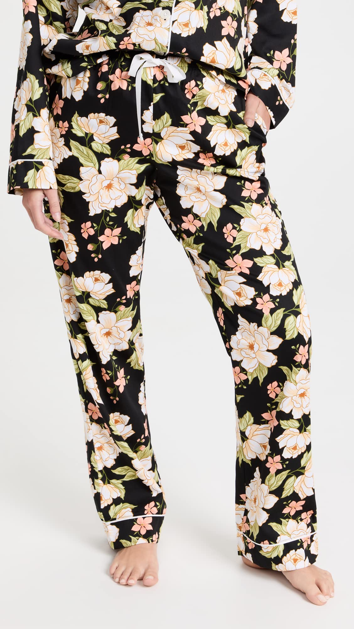 BedHead Pajamas Women's Long Sleeve Classic PJ Set, One Fine Day, Black, Floral, S