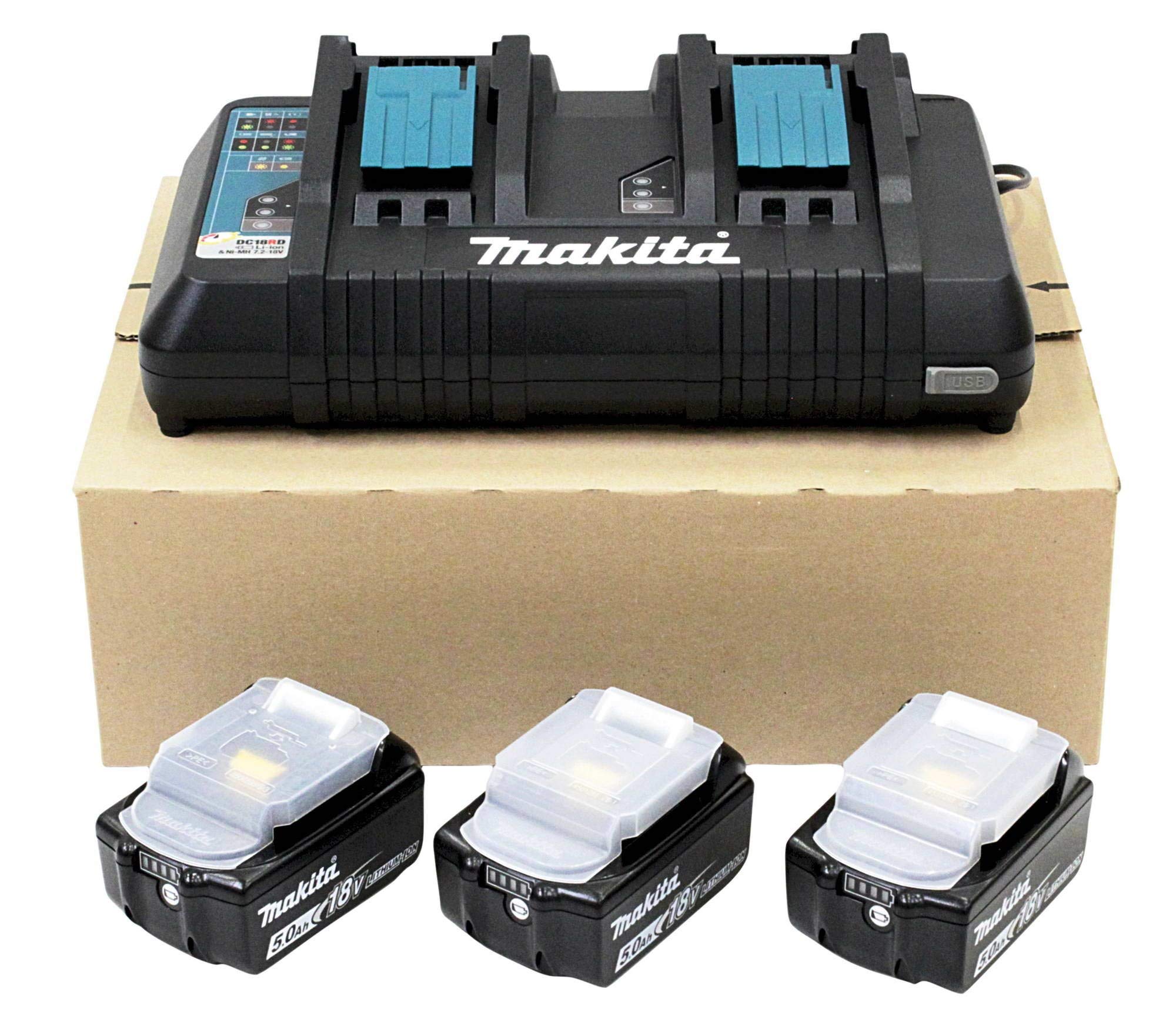 Makita - Power supply kit, DC18RD dual charger, 3 x 18V-5Ah batteries, 198458-6