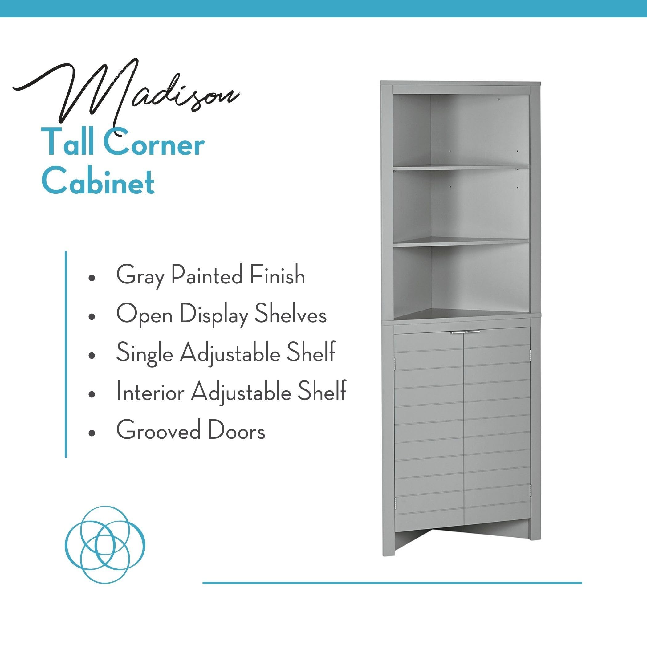 RiverRidge Madison Tall Corner Cabinet-Gray, No Size, Grey