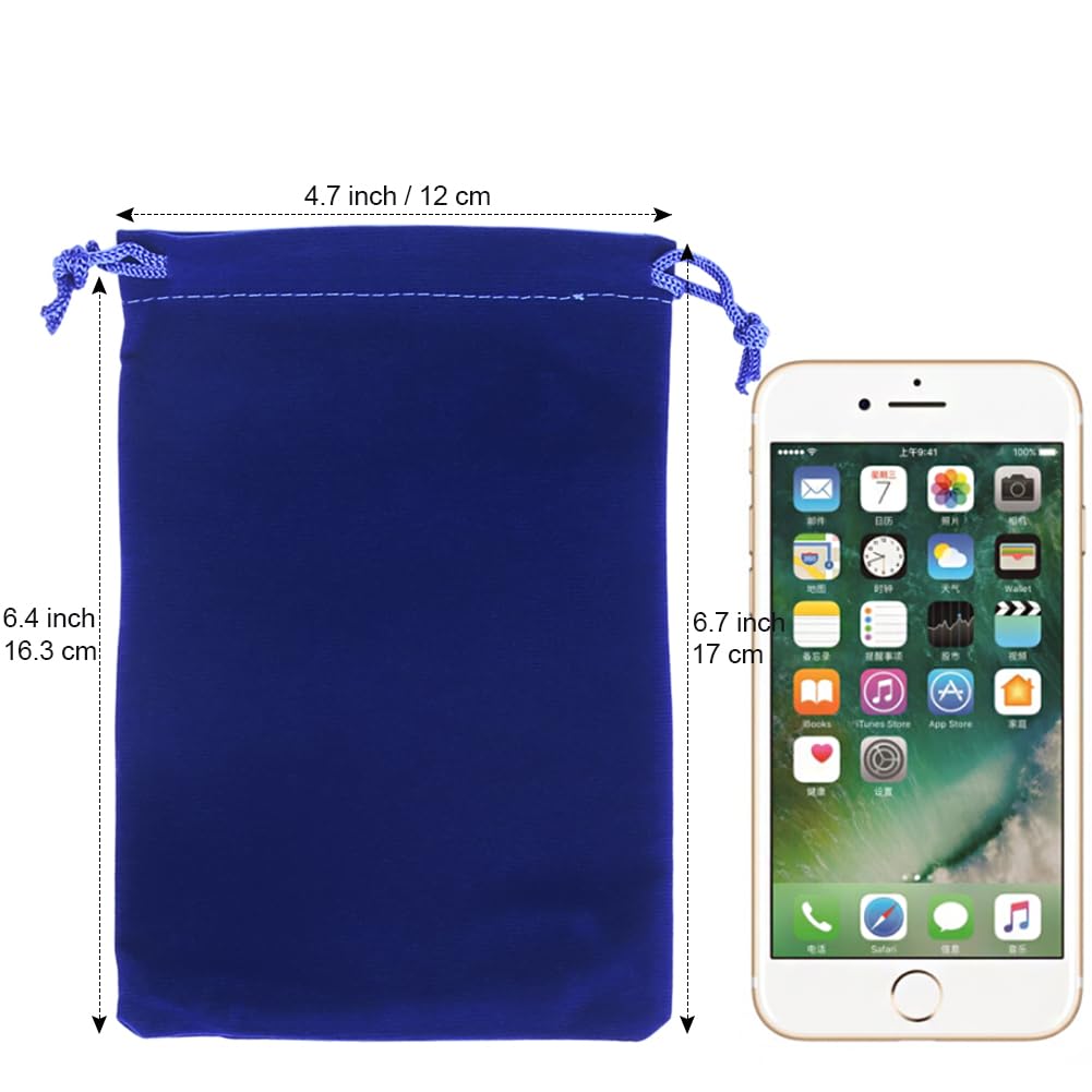 HRX Package 20pcs Velvet Jewelry Bags, 5x7 inch Blue Cloth Gift Drawstring Pouches Baggies Sacks for Dice Ornament