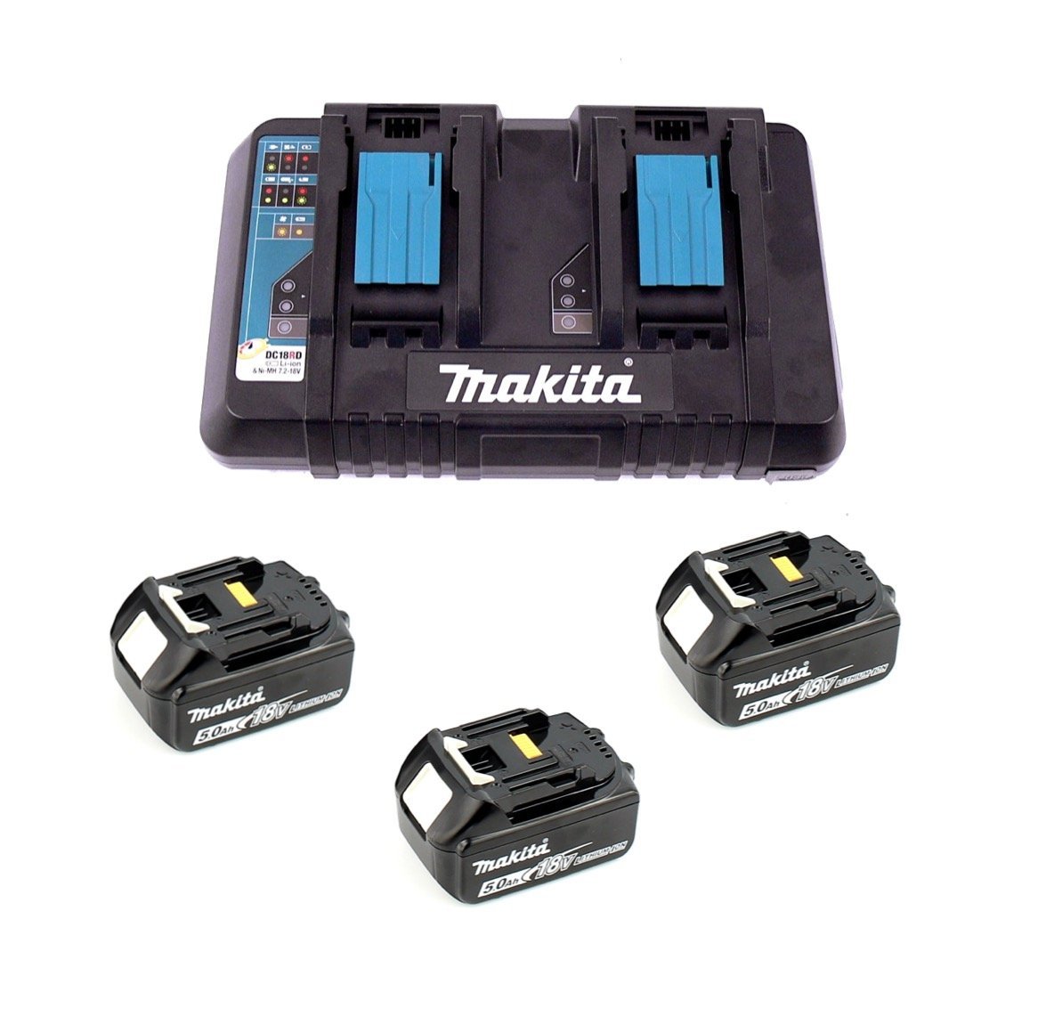 Makita - Power supply kit, DC18RD dual charger, 3 x 18V-5Ah batteries, 198458-6