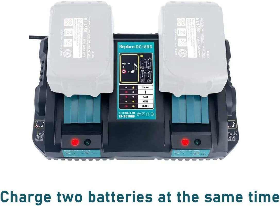4A DC18RD Charger 18V 14.4V, Compatible with Makita 18V Charger DC18RA DC18RC Lithium-Ion Battery Charger BL1840 BL1850 BL1860 BL1830 BL1830B BL1840B BL1415
