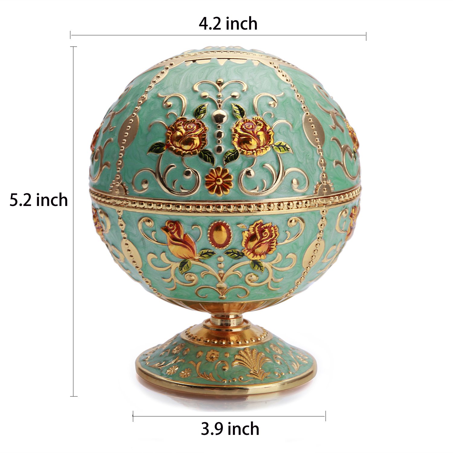K COOL Windproof Ashtray with Lid Metal Portable Cigarettes Ashtray for Outdoors Indoors Hand Stamped Pattern Smoking Ashtray Fancy Gift for Men Women(Jade Green) ¡­