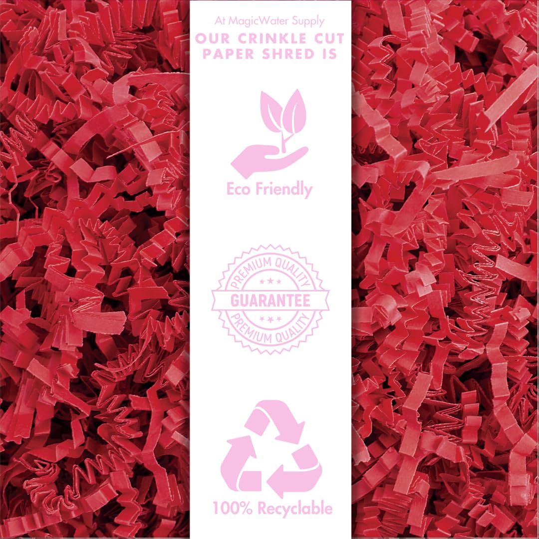 MagicWater Supply Crinkle Cut Paper Shred Filler (4 oz) for Gift Wrapping & Basket Filling - Red