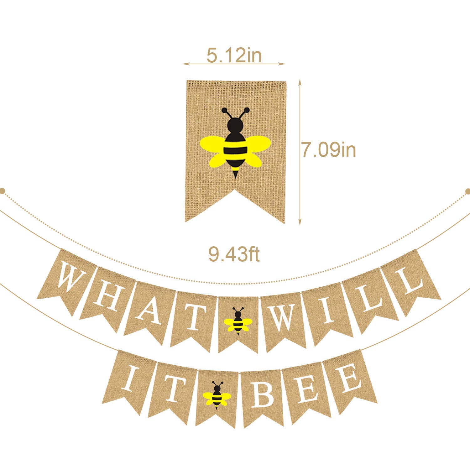 Rainlemon Jute Burlap What Will It Bee Banner Bumble Bee Theme Gender Reveal Boy or Girl Party Garland Decoration