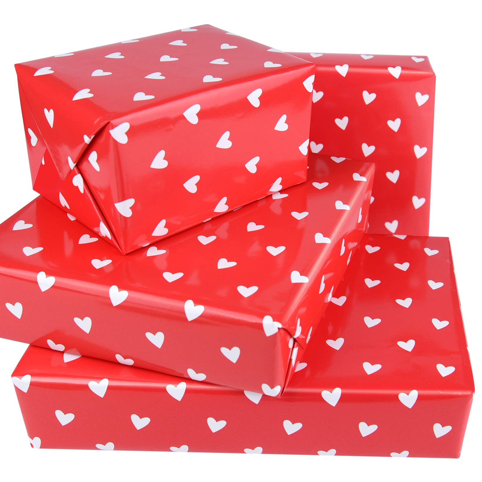 PLULON 6 Sheets Hearts Birthday Gift Wrapping Paper Colorful Gift Wrap Paper for Birthday, Baby Shower, Weddings