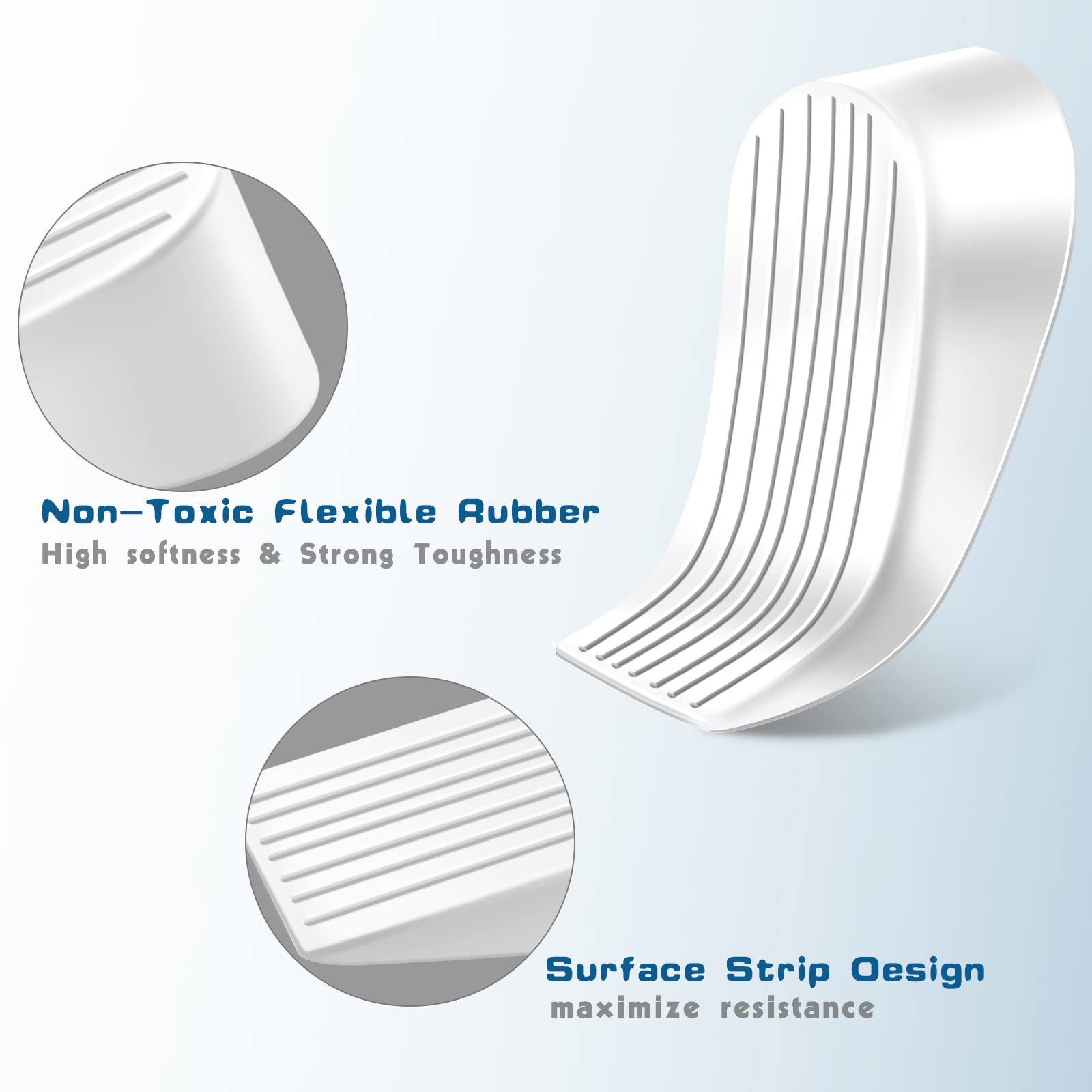 KOLAKO Door Stops, Rubber Door Stopper Wedge, Heavy Duty Extra Large Floor Doorstops for Bottom of Door, Security Big Door Stoppers Wall Protector, 2 Pack (White)