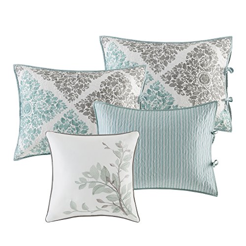 Madison Park Daybed Cover Set - Double Sided Quilting Casual Design, All Season Bedding with Bedskirt, Matching Shams, Decorative Pillow, 75"x39", Diamond Aqua 6 Piece