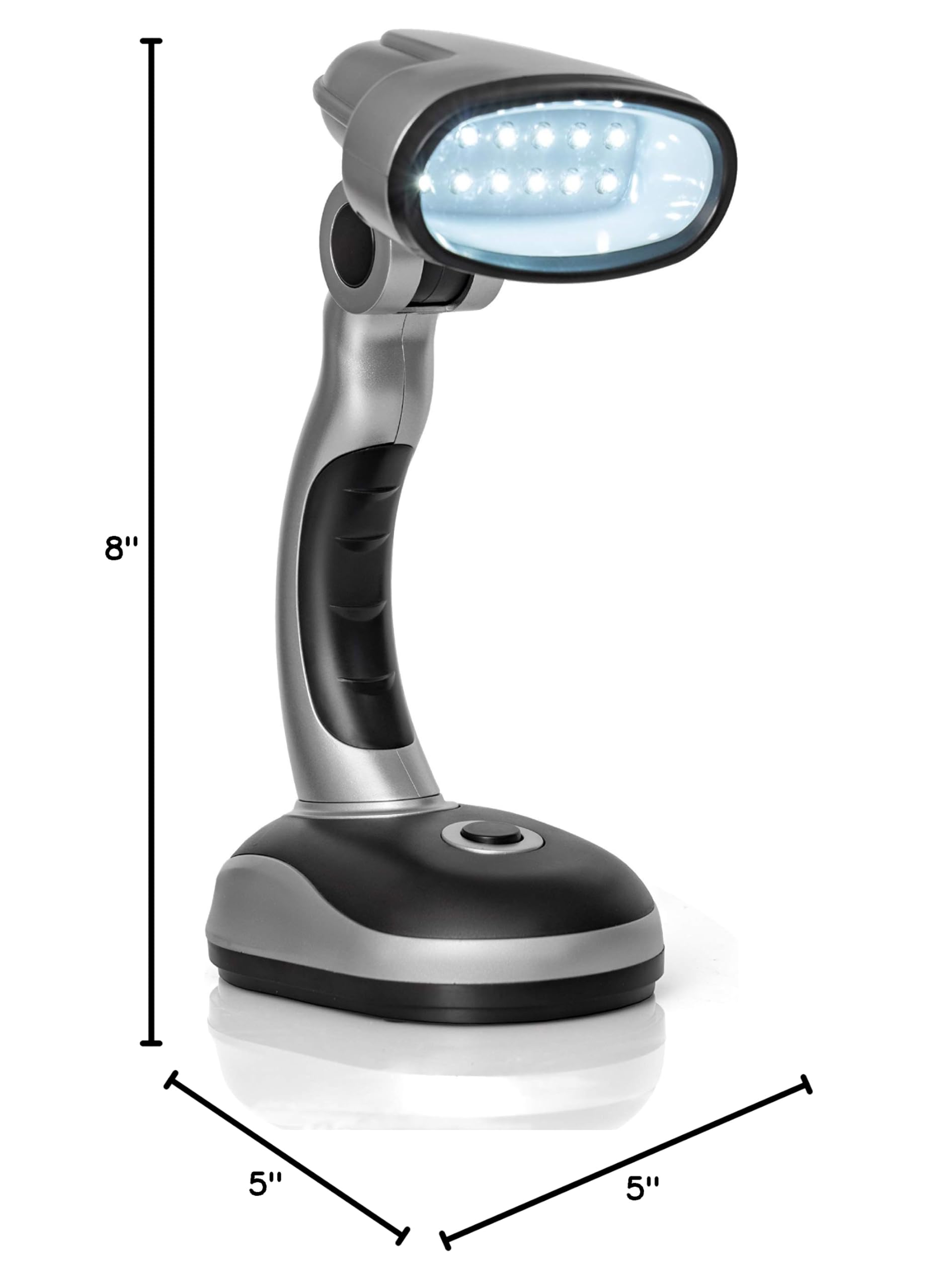 Mitaki-Japan ELDSKLT Led Desk Lamp, 12-Bulb Battery-Operated Table Light for Home, Office, Silver/Black