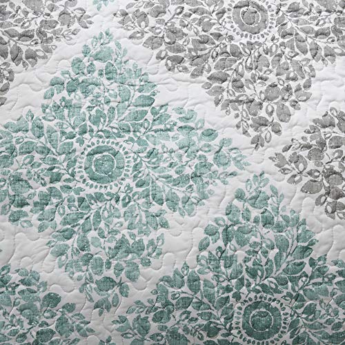 Madison Park Daybed Cover Set - Double Sided Quilting Casual Design, All Season Bedding with Bedskirt, Matching Shams, Decorative Pillow, 75"x39", Diamond Aqua 6 Piece