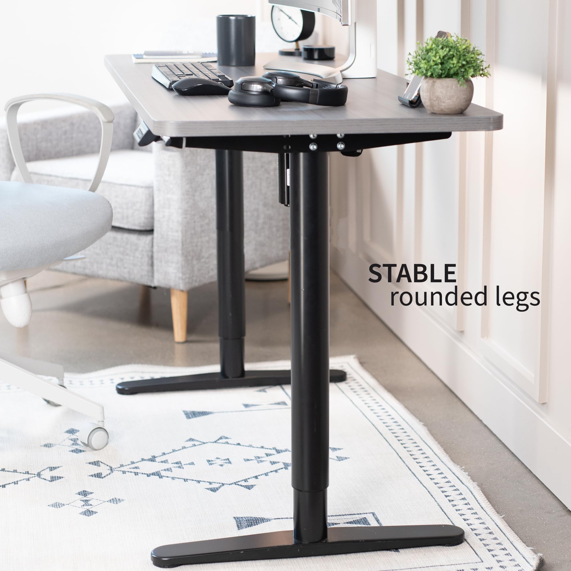 VIVO Compact Electric Stand Up Desk Frame for 39 to 80 inch Table Tops, Single Motor Ergonomic Standing Height Adjustable Base with Memory Controller, Black, DESK-E151EB