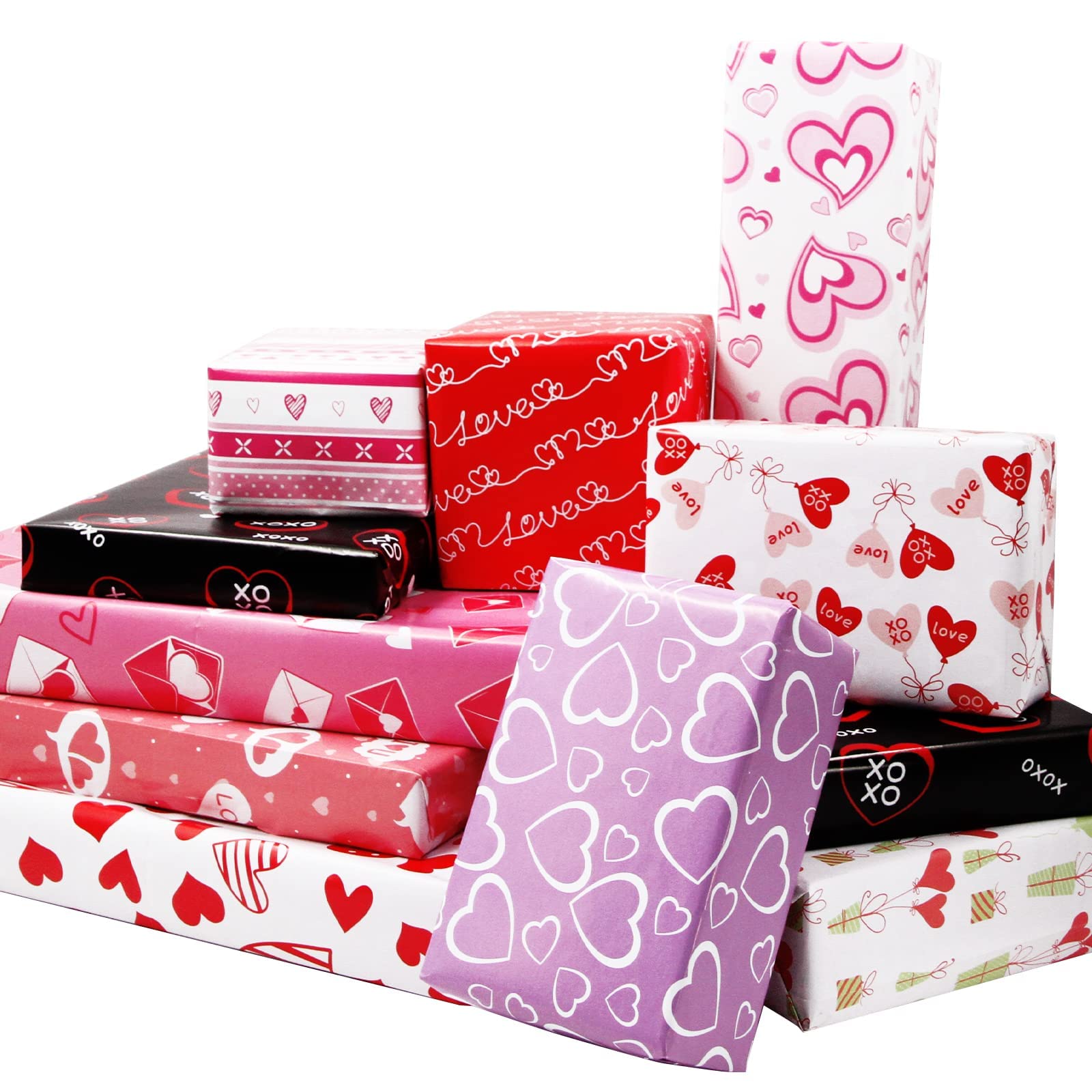 FANCY LAND 10 Sheets Valentine Wrapping Paper Sheets Wedding Valentines Day Gift Wrap Folded Large Sheets 20 X 28 Gift Decoration