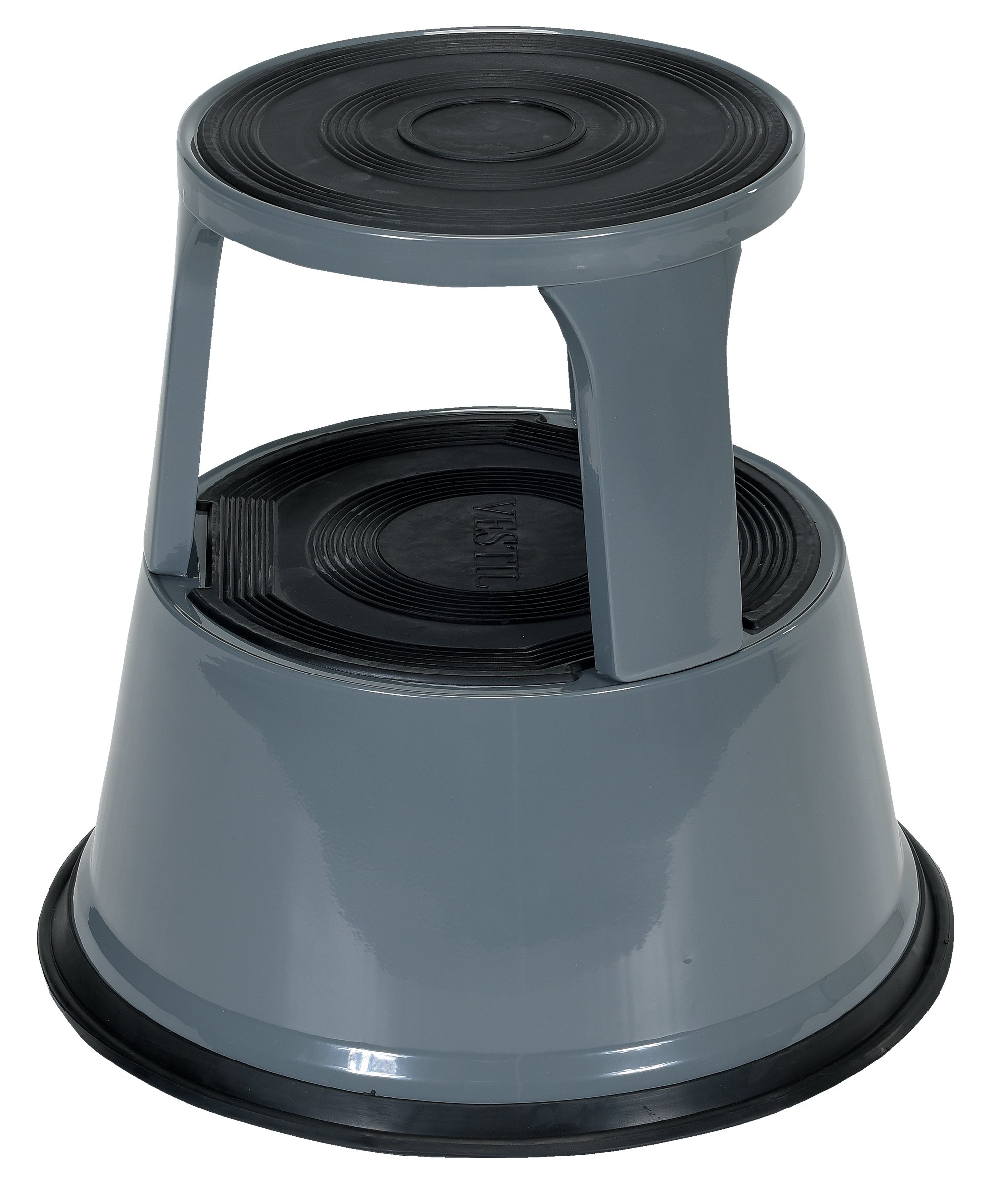 Vestil STEP-17-GY Steel Rolling Step Stool with Powder Coat Finish, 17-1/8" Top Step Height, 500 lbs Capacity, Gray