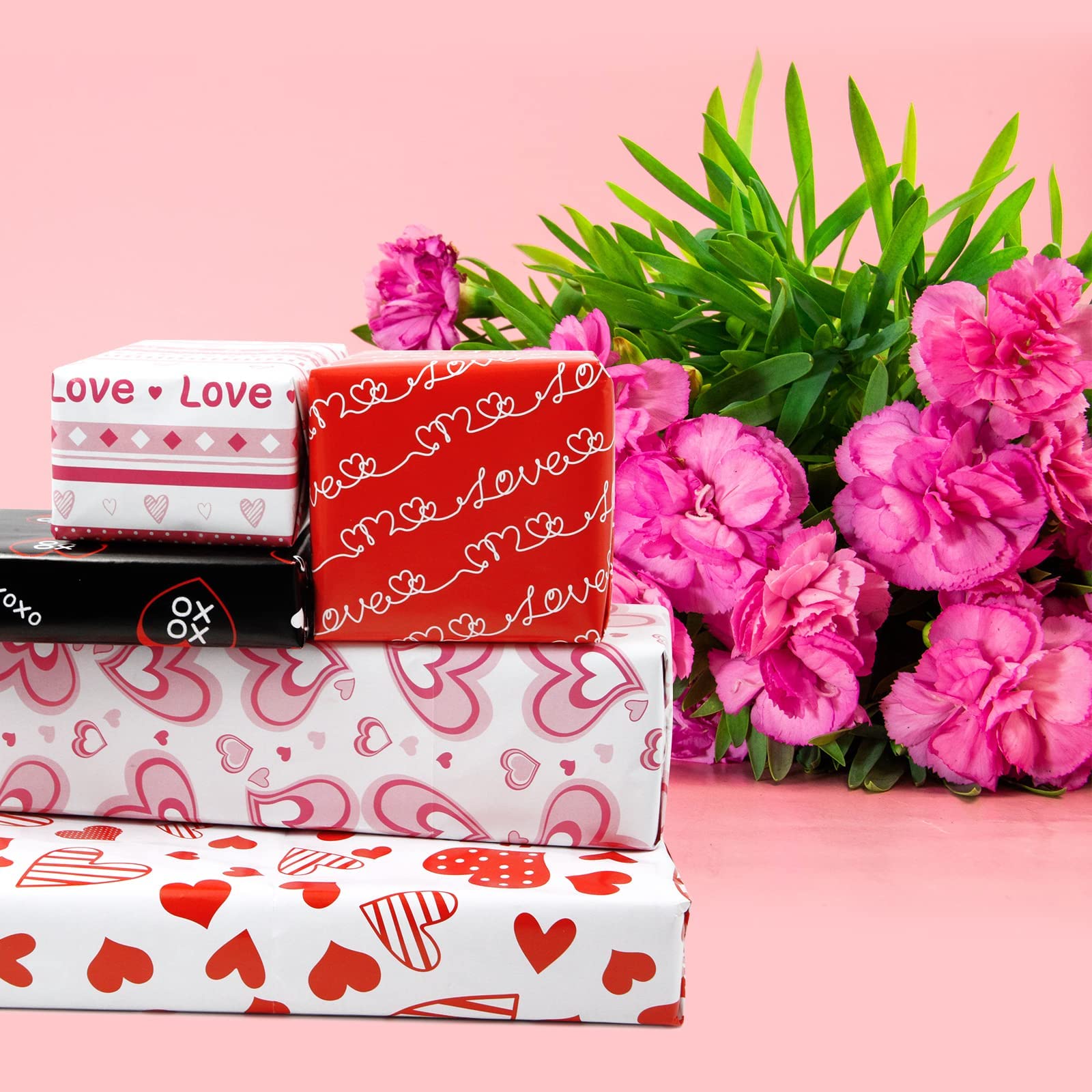 FANCY LAND 10 Sheets Valentine Wrapping Paper Sheets Wedding Valentines Day Gift Wrap Folded Large Sheets 20 X 28 Gift Decoration
