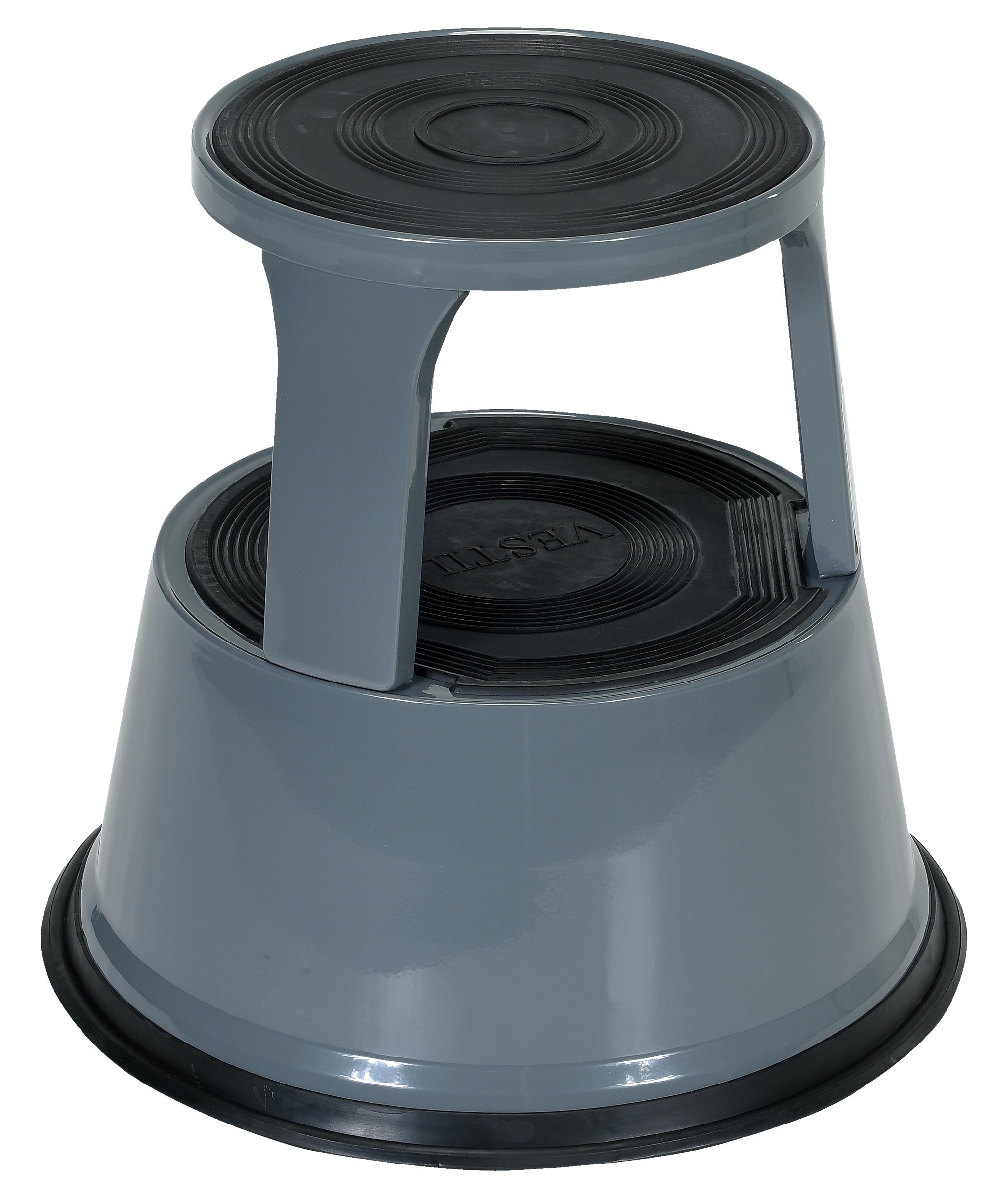 Vestil STEP-17-GY Steel Rolling Step Stool with Powder Coat Finish, 17-1/8" Top Step Height, 500 lbs Capacity, Gray