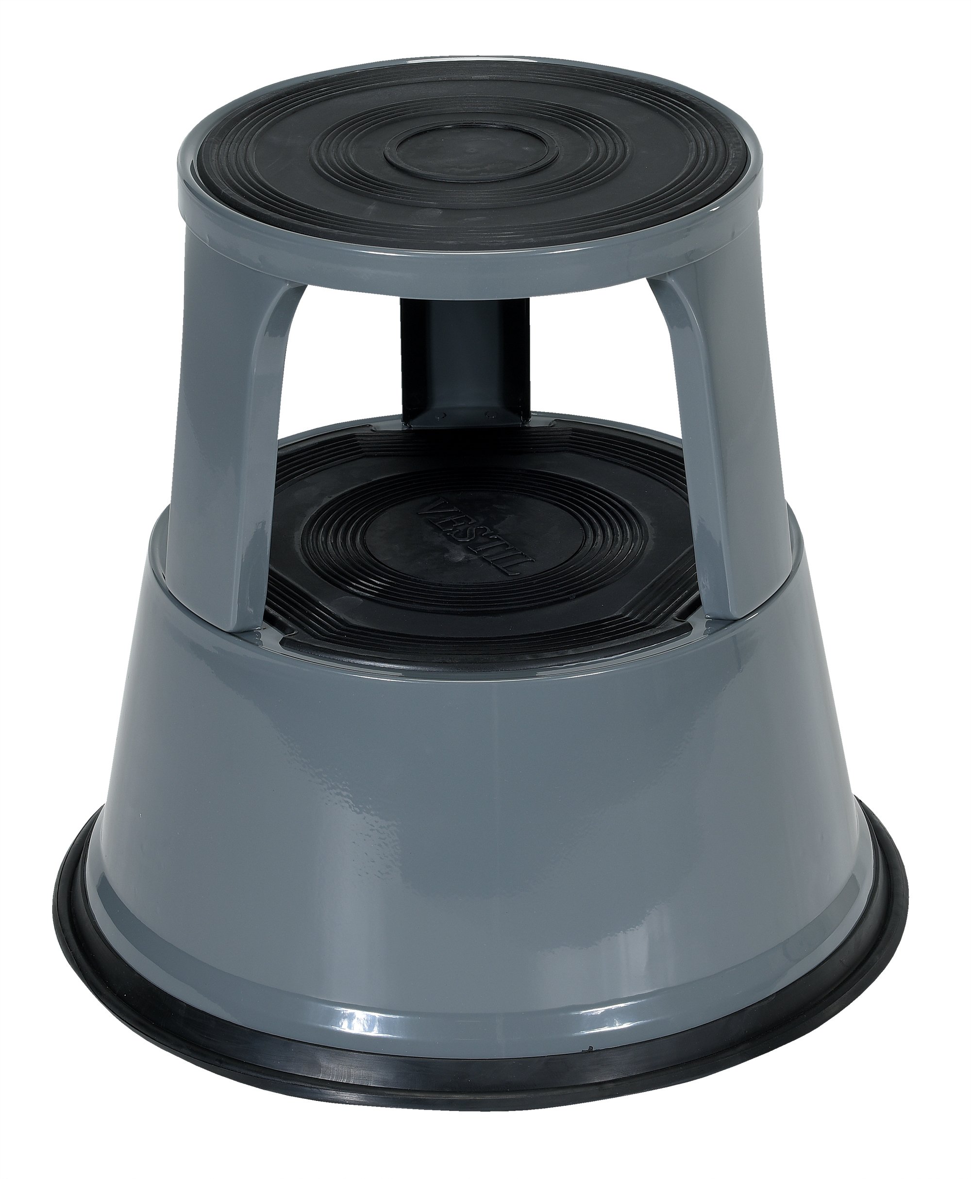Vestil STEP-17-GY Steel Rolling Step Stool with Powder Coat Finish, 17-1/8" Top Step Height, 500 lbs Capacity, Gray