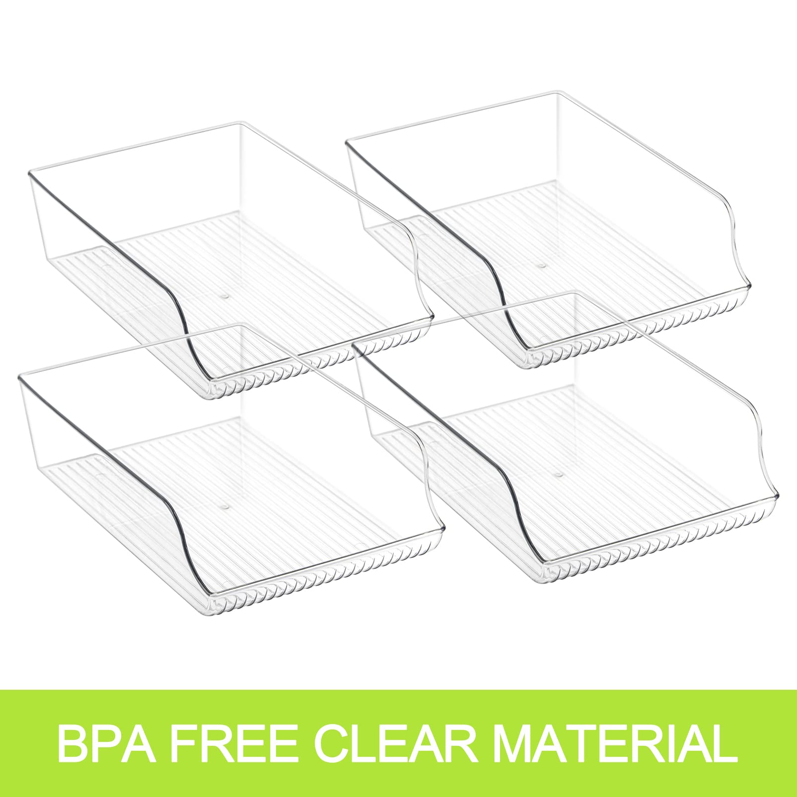 4 Pack Wide Water Bottle Storage Organizer, Soda Can Holder and Dispenser for Cabinets, Pantry, Refrigerator and Freezer