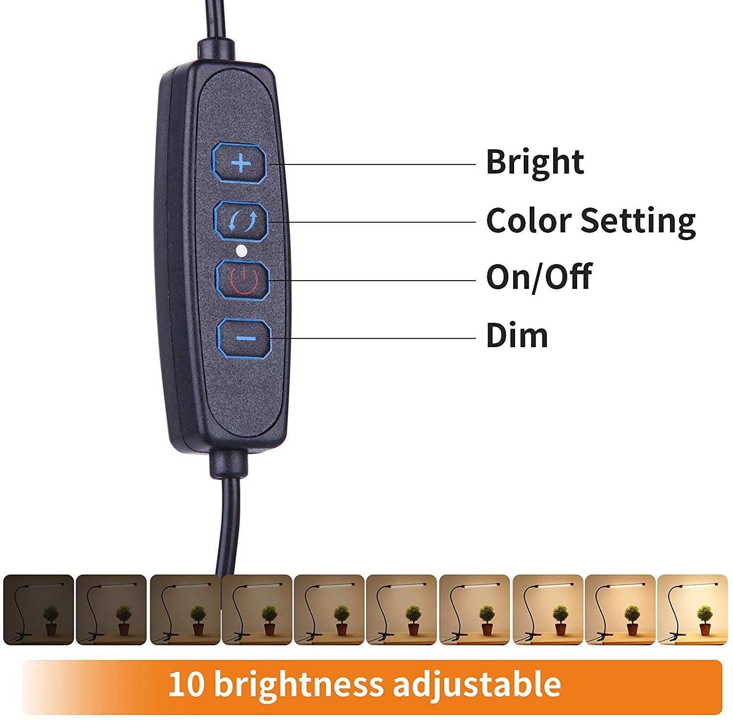 MINEGROW Book Light for Reading in Bed,Desk Light,Eye-Friendly and 3 Colors Desk Lamp with Clamp,Adjustable Goose Neck&Brightness,Desk Lamps for Home Office