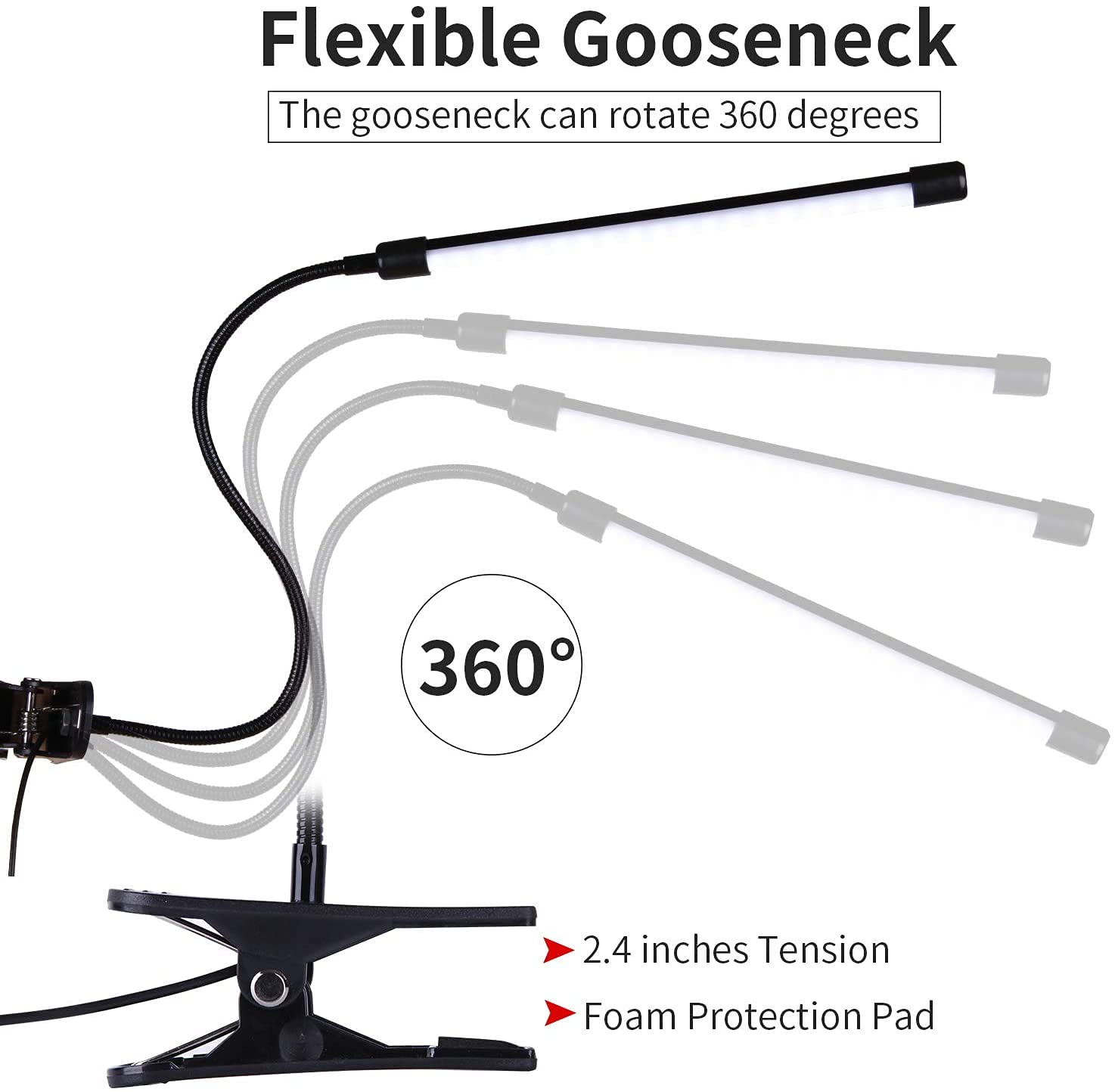 MINEGROW Book Light for Reading in Bed,Desk Light,Eye-Friendly and 3 Colors Desk Lamp with Clamp,Adjustable Goose Neck&Brightness,Desk Lamps for Home Office