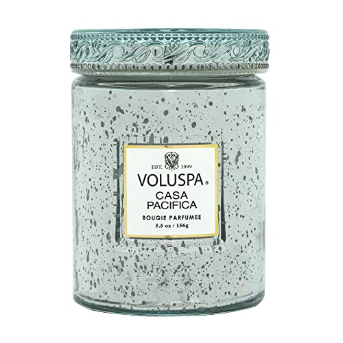 Voluspa Casa Pacifica Candle | Small Glass Jar | 5.5 Oz. | 50 Hour Burn Time | Hand-Poured Coconut Wax + All Natural Wicks for a Clean Burn | Vegan | Poured in The USA