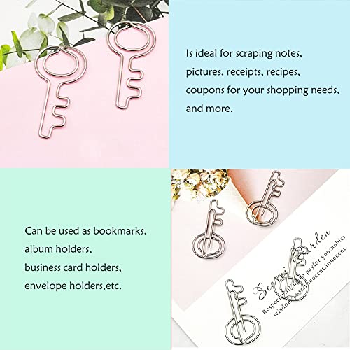 50 Piece Silver Key Shape Paper Clip,Plan Clip Stationery Office Supplies Accessories Bookmark Gift for Paper Photo File Test Paper Organization