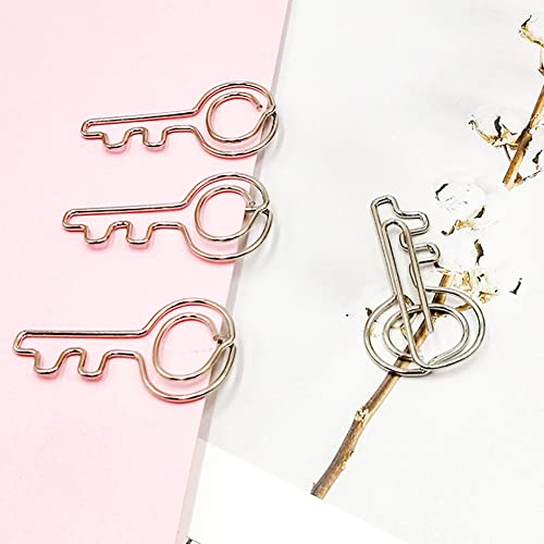50 Piece Silver Key Shape Paper Clip,Plan Clip Stationery Office Supplies Accessories Bookmark Gift for Paper Photo File Test Paper Organization