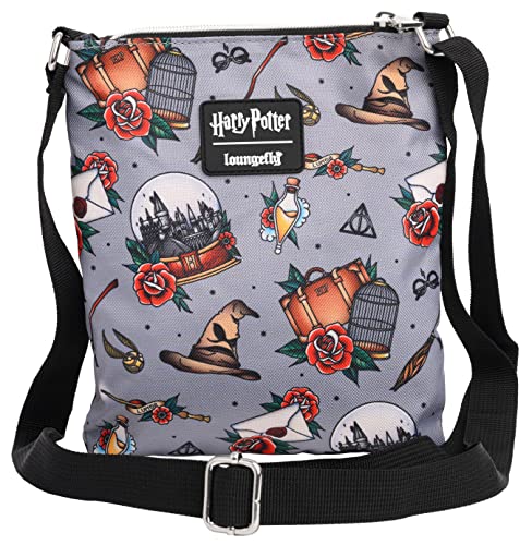 Loungefly Harry Potter Passport Crossbody Travel Bag AOP Relics Tattoo Print