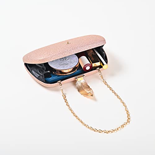 GEGELE Evening Bag with Detachable Chain, Clutch Purse for Women, Sparkling Party Handbag for Wedding, Prom, Banquet
