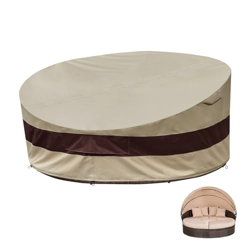 YANGSHILEI Outdoor Daybed Cover, 75 inch Patio Daybed Covers Waterproof,Round Daybed Covers,Patio Furniture Covers for Round Daybed Sofa, khaki