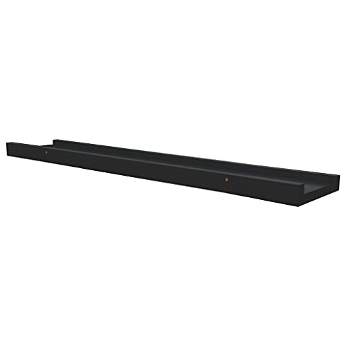 INLIFE 2pcs Picture Frame Ledge Shelves MDF Wall Mounted Floating Shelves for Display,Storage Storage Shelves for Living Room,Bedroom,Office Black 23.6"x3.5"x1.2"(LxWxH)