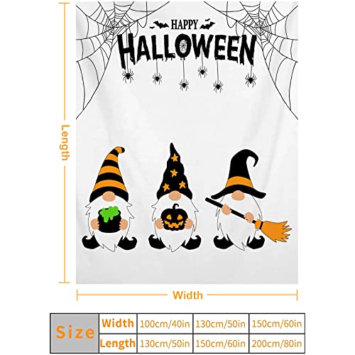 Jbralid Happy Halloween Flannel Bed Blanket Halloween Fall Pumpkin Gnome Spider Web Bat Throw Blanket Lightweight Cozy Blanket for Couch Sofa Bed Home Decorations 40x50 Inch