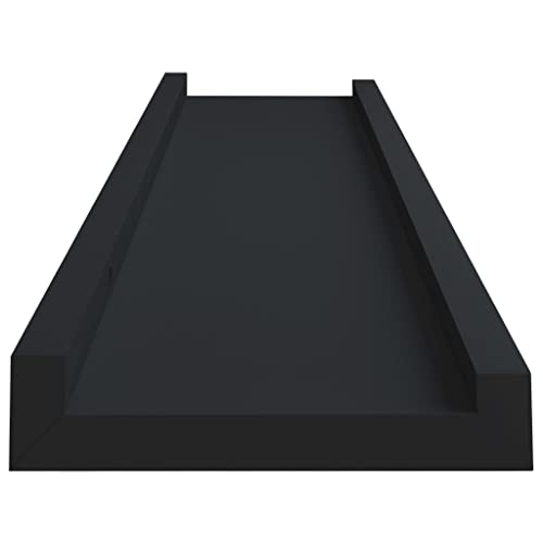 INLIFE 2pcs Picture Frame Ledge Shelves MDF Wall Mounted Floating Shelves for Display,Storage Storage Shelves for Living Room,Bedroom,Office Black 23.6"x3.5"x1.2"(LxWxH)