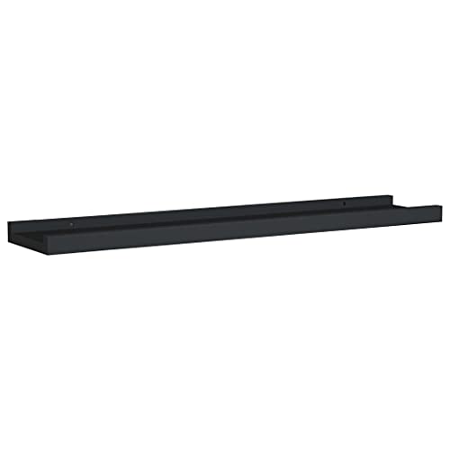 INLIFE 2pcs Picture Frame Ledge Shelves MDF Wall Mounted Floating Shelves for Display,Storage Storage Shelves for Living Room,Bedroom,Office Black 23.6"x3.5"x1.2"(LxWxH)