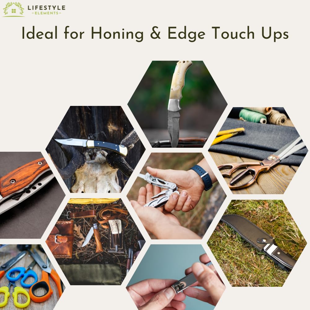 Honing Rod Knife Sharpener Bundle - Arkansas Sharpeners 4 1/2in Ceramic Rod (Pack of 2) and Super Rust Eraser Sharpening Rod Cleaner (Pack of 1) with Protective Storage Pouch by Lifestyle Elements