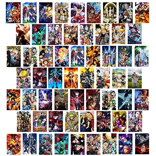 MeleBase Anime Wall Collage Kit Aesthetic 60 PCS Anime Room Decor 4.2x6.2 inch Small Anime Posters Manga Collage Kit, Anime Pictures for Wall Collage Kit (ANIME 2)