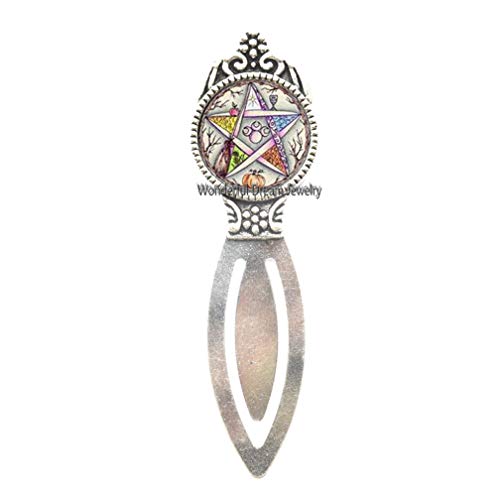 Pentagram Bookmark,Pentacle Bookmark, Wicca Bookmark, Pagan Bookmark, Wiccan Jewellery, Pagan Gift, Handmade Jewelry,PU084 (Silver)